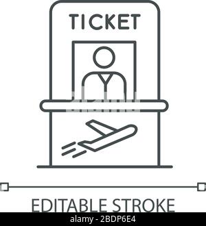 Ticket Counter Icon. Reception Service Travel Office Desk Person ...