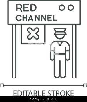 Red channel concept icon. Airport custom control idea thin line ...
