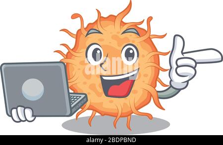 Cartoon character of bacteria bacilli clever student studying with a ...