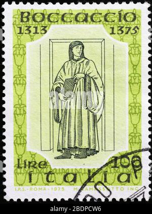 Italian Renaissance writer and poet Giovanni Boccaccio. Marble statue ...
