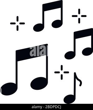Music quarter notes icon. Playing melody. Harmonious sound. Musical ...