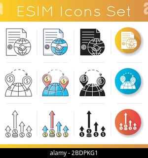 Foreign direct investment RGB color icon. International business ...