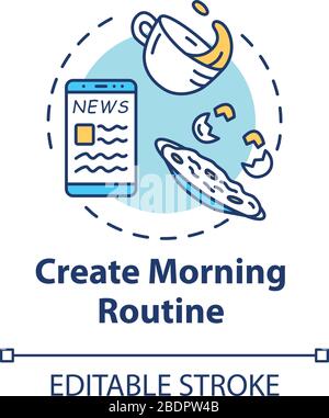 daily task routine line icon, outline symbol, vector illustration ...