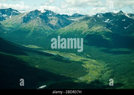 An aerial view of the Stikine Mountains and Spatsizi Plateau Wilderness ...