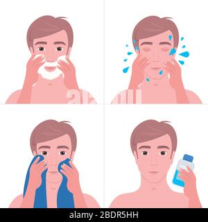 Steps of male shaving illustration Stock Vector Image & Art - Alamy