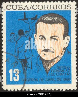 The scanned stamp. The Cuban stamp. Portrait of the man Stock Photo - Alamy