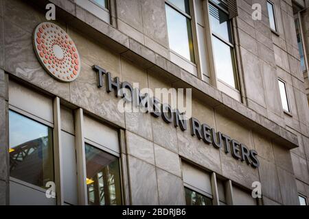 LONDON- Thomas Reuters building in Canary Wharf, a Canadian media and ...