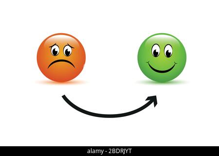 Green happy and red sad face icon vector for graphic design, logo, web ...