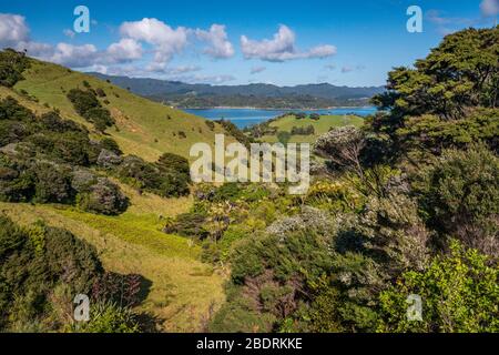 Whangaruru Harbour, view from Whangaruru North Head Track, hiking trail ...