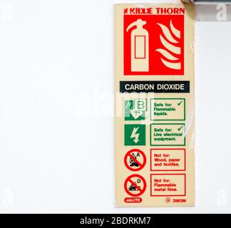 a label of a carbon dioxide fire extinguisher Stock Photo - Alamy