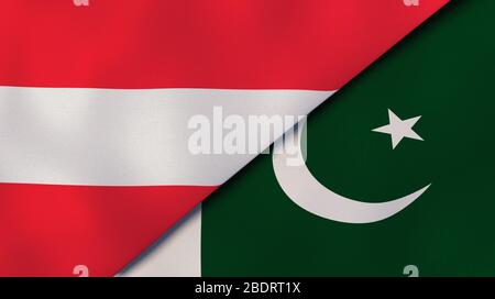 Two states flags of Pakistan and Austria. High quality business ...