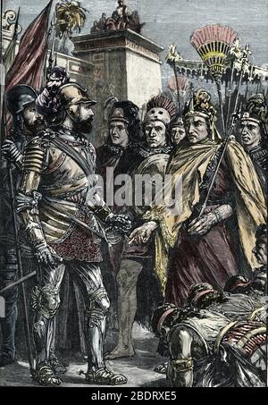 Hernandez Cortes or Cortez (1485-1547) Spanish conquistador who ...