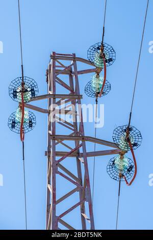Power grid Thunder protection wire Stock Photo - Alamy