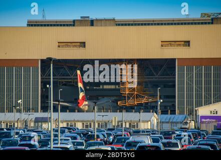 British Airways (BA) aircraft hangar near Cardiff Airport in Cardiff ...