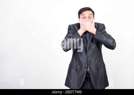 Business man hands covering something Stock Photo - Alamy