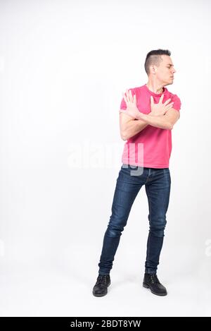 Angry man. white background, full body Stock Photo - Alamy