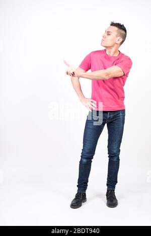 Man scolding someone. White background, full body Stock Photo - Alamy