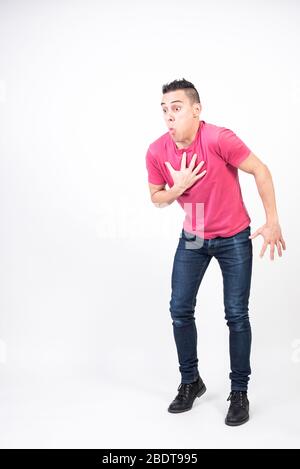 Man in suit vomiting. White background, full body Stock Photo - Alamy