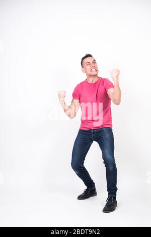 hysterical man White background, full body Stock Photo - Alamy