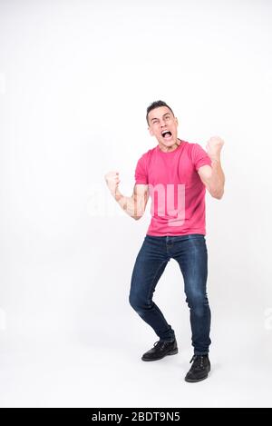 hysterical man White background, full body Stock Photo - Alamy