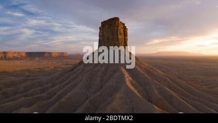 Erosion Cuts Deep Lines in the Earth Surround the Chimney Rock M Stock ...