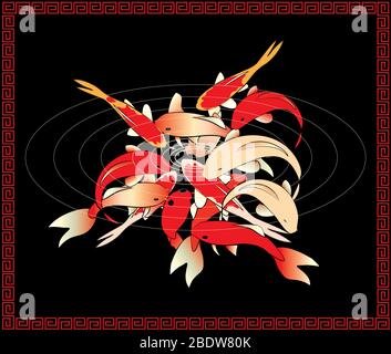 red and yellow japan Koi fish or fancy carp fish Stock Vector Image ...