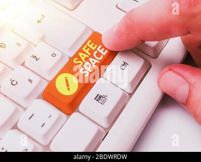 Handwriting text Safe Space. Concept meaning a place or room in which ...