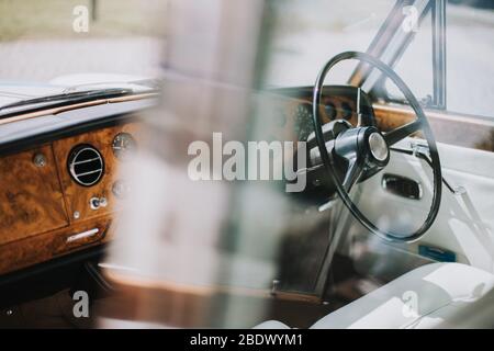 Cockpit detail of an old german sports car Stock Photo - Alamy