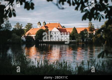 old beautiful Seeon monastery at Chiemgau in Bavaria, Germany Stock ...