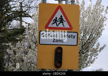 School Safety Zone Sign Stock Photo - Alamy