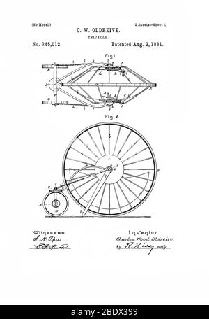 Oldreive Patent for Tricycle, 1881 Stock Photo - Alamy