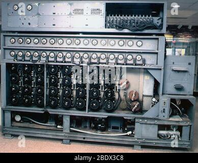 US Navy Bombe decryption machine and operator. Based on the design by ...