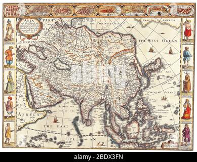 17th century Map of Asia Stock Photo - Alamy