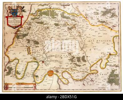 17th century Map of France Stock Photo - Alamy