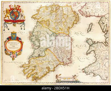 17th century Map of Ireland Stock Photo - Alamy