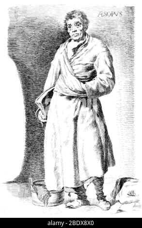 Aesop (7th-6th century bC), Greek writer of fables, oil painting by ...