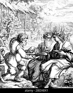 Aesop (7th-6th century bC), Greek writer of fables, oil painting by ...