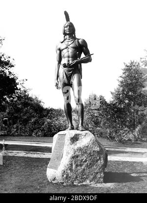 Statue of American Indian chief Massasoit, Cyrus Dallin, sculptor Stock ...