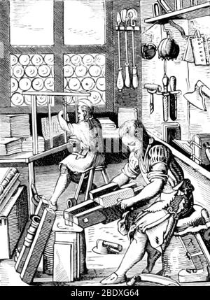 Medieval printing press Stock Photo - Alamy