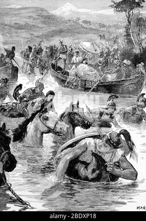 Alexander the Great Crossing the Jaxartes, 328 BC, historical Stock ...