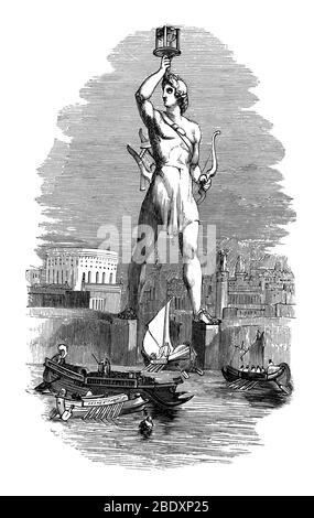 The Colossus of Rhodes. The statue of Helios, the Greek sun-god, was ...