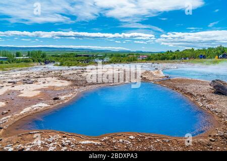 Blesi in a geothermal area beside the Hvítá River, Southern Region ...