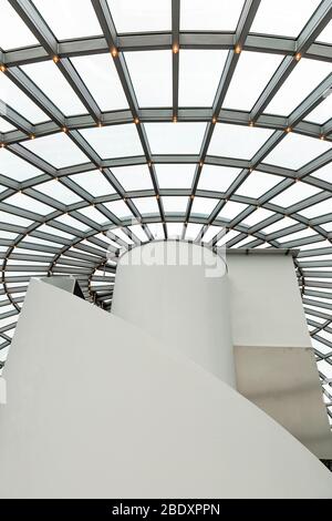 A spiral staircase at Perlan – the Pearl – a museum and rotating glass ...