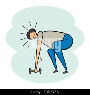 Weak man lifting weight illustration Stock Vector Image & Art - Alamy