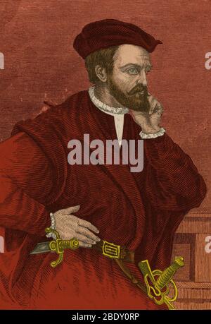Jacques Cartier, French explorer, illustration Stock Photo - Alamy