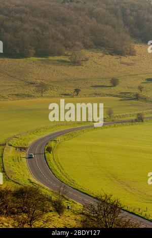 A very quiet A280 road at Longfurlong between Findon and Clapham in ...