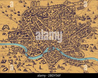 Map of Rome, 1500s Stock Photo - Alamy