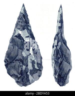 A Paleolithic flint hand axe from the Dordogne, France, found in a ...