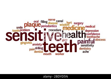 Sensitive teeth word cloud concept on white background Stock Photo - Alamy