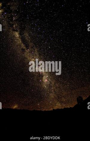 Milky Way over Cerro Tololo observatory. Panoramic view of the Milky ...